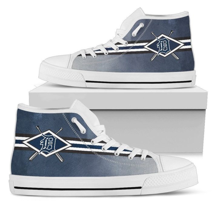 Double Stick Check Detroit Tigers MLB Custom Canvas High Top Shoes – We ...