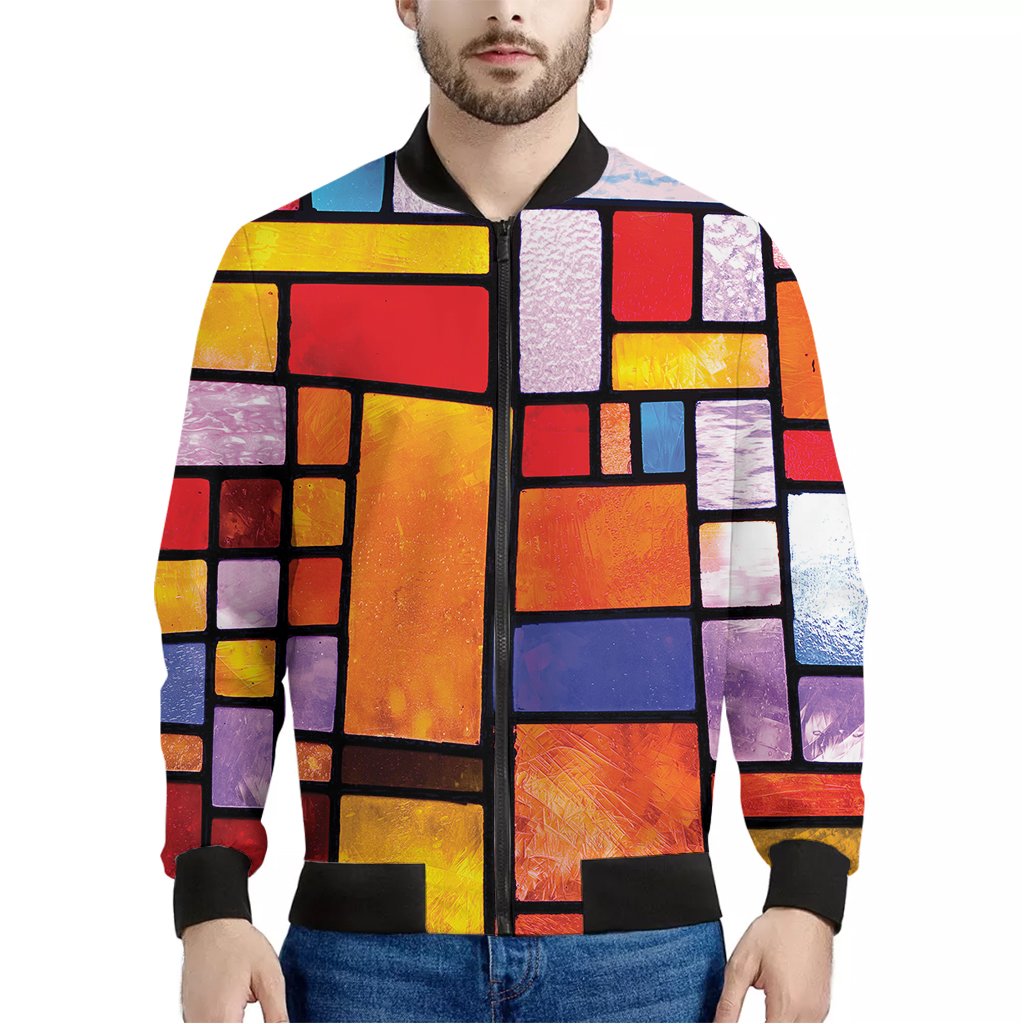 Colorful Stained Glass Mosaic Print Bomber Jacket – We sell presents ...