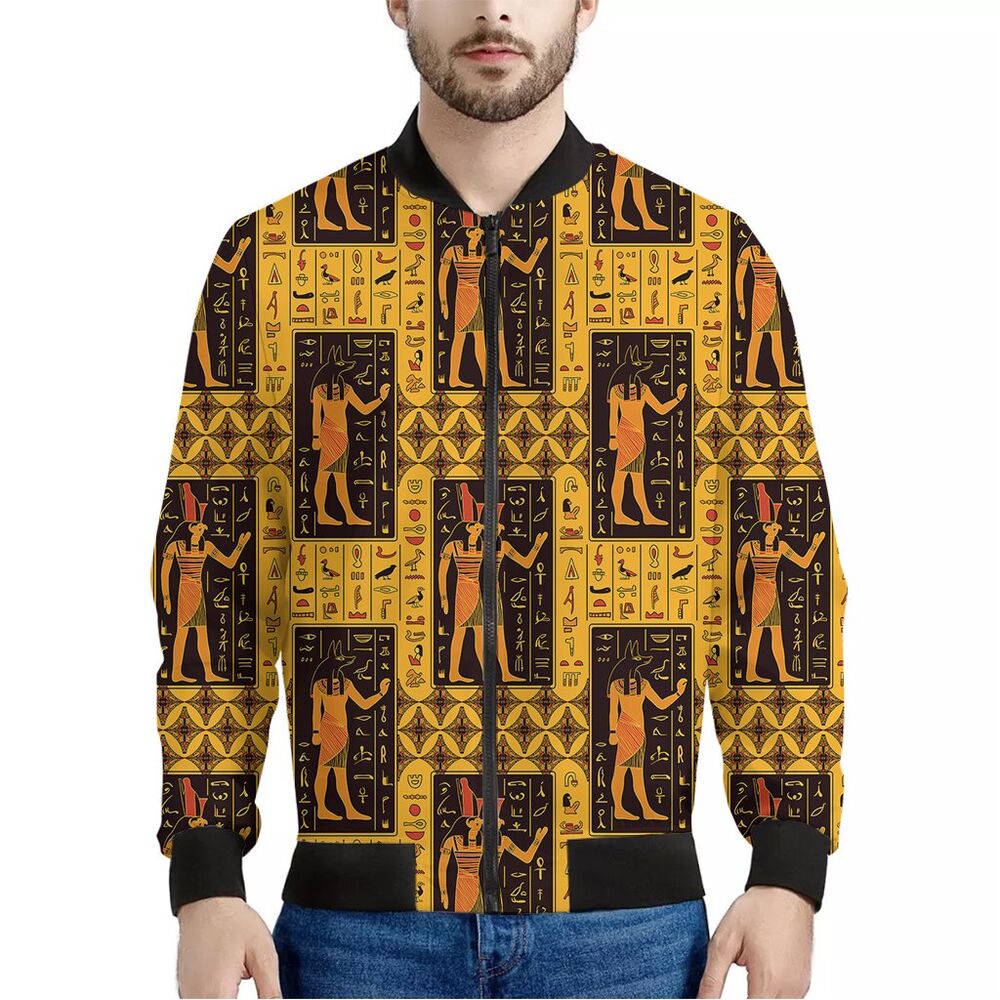 Egyptian Gods And Hieroglyphs Print Bomber Jacket – We sell presents ...