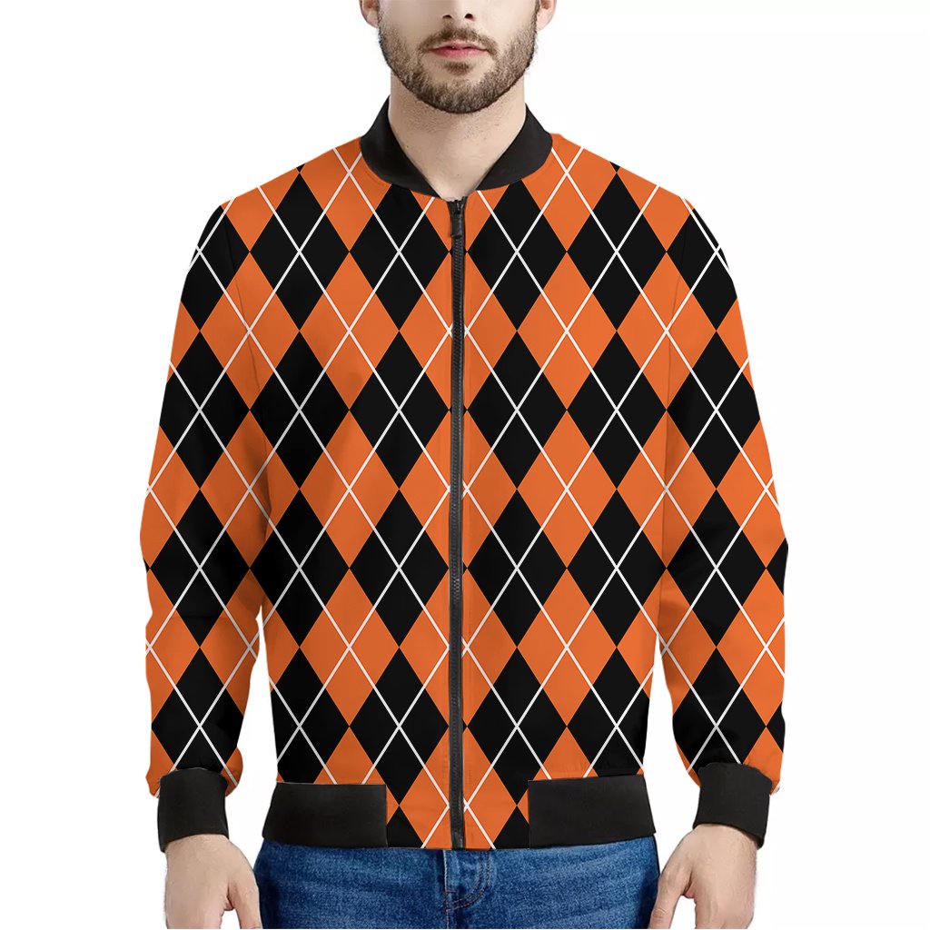 Orange And Black Argyle Print Bomber Jacket – We sell presents, you sell memories!