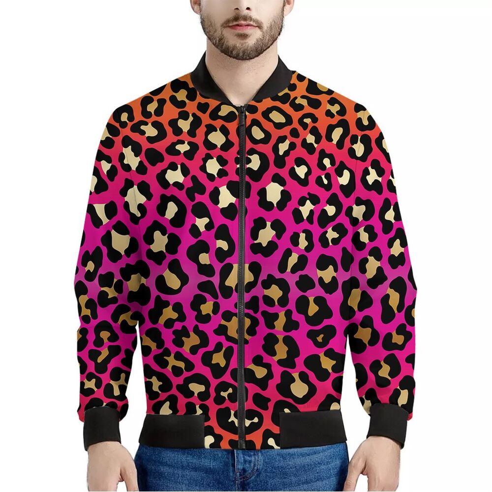 Orange And Purple Leopard Print Bomber Jacket – We sell presents, you ...