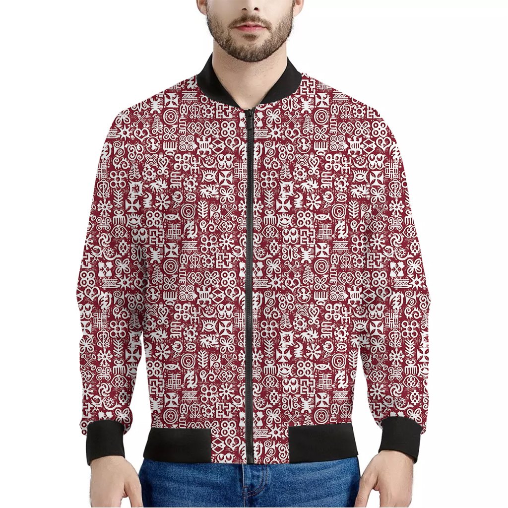 Red African Adinkra Tribe Symbols Bomber Jacket – We sell presents, you ...