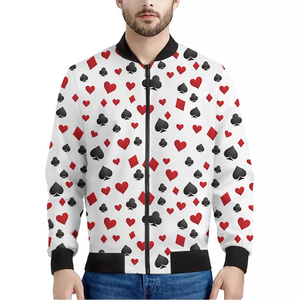 Red And Black Playing Card Suits Print Bomber Jacket – We sell presents ...