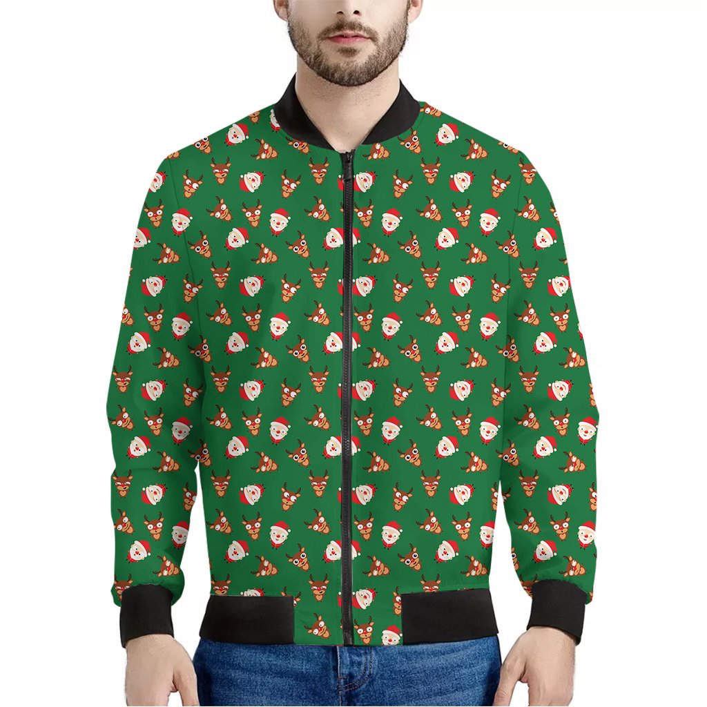 Santa Claus And Reindeer Emoji Print Bomber Jacket – We sell presents ...