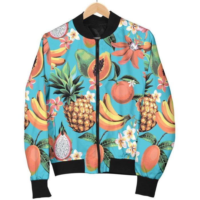 Vintage Tropical Fruits Pattern Print Bomber Jacket – We sell presents ...