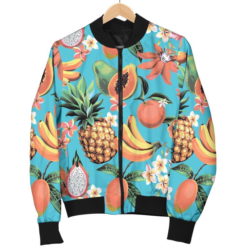 Vintage Tropical Fruits Pattern Print Bomber Jacket – We sell presents ...